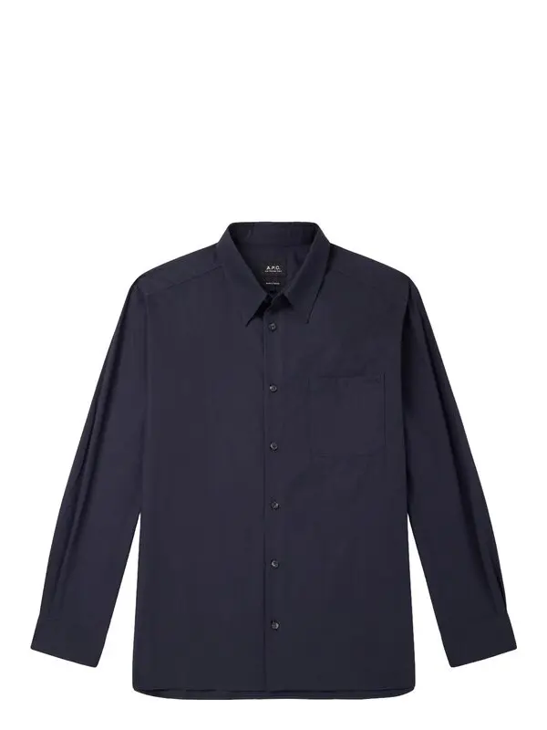 A.p.c. Malo Logo-embroidered Organic Cotton-poplin Shirt - Blue