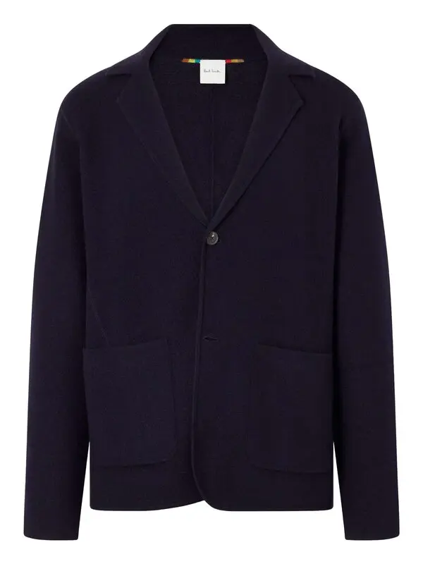 Paul Smith Knitted Merino Wool Blazer - Navy