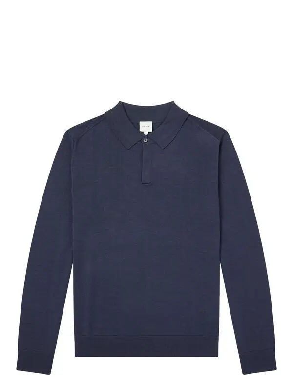 Paul Smith Merino Wool Polo Shirt - Blue