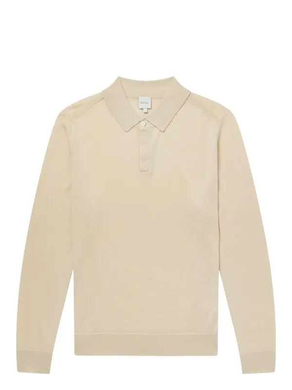 Paul Smith Merino Wool Polo Shirt - Neutrals