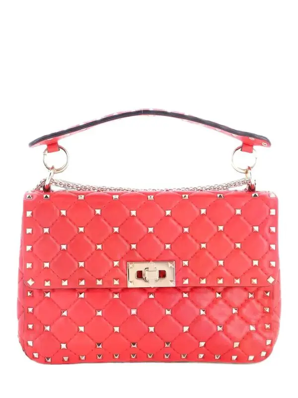Valentino Garavani Rockstud Spike Flap Quilted Leather Medium Crossbody Bag - Red