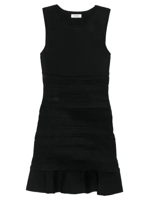 Sandro Knitted Ruffled Mini Dress - Black