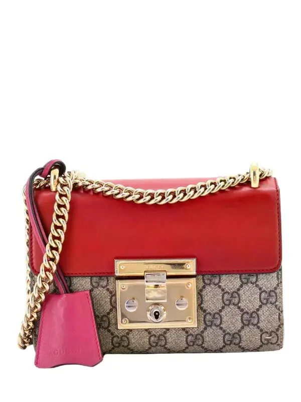 Gucci Padlock Gg Coated Canvas And Leather Small Crossbody Bag - Red