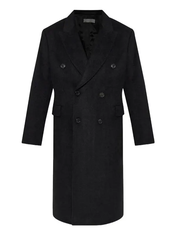 Our Legacy Double-breasted Mohair And Virgin Wool Blend Coat - Black