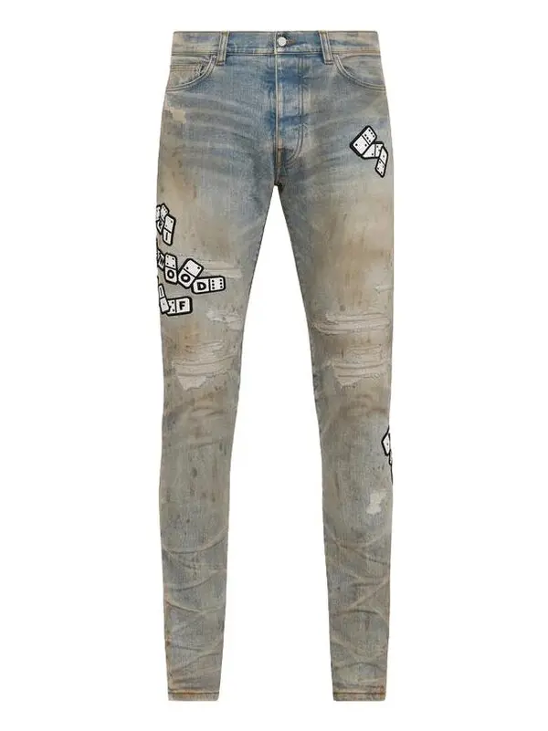 Amiri Skinny Jeans With Domino Motif - Blue