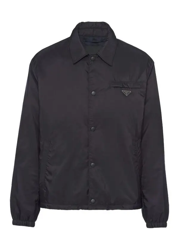 Prada Recycled Polyamide Shirt Jacket With Triangle Logo - Black