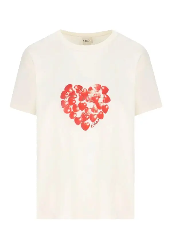 Chloé Cherries Print Cotton T-shirt - White