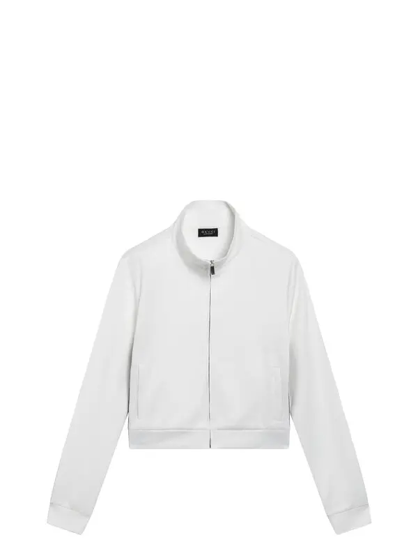 Gucci Ribbed Cotton Jersey Zip Hoodie With Web - White