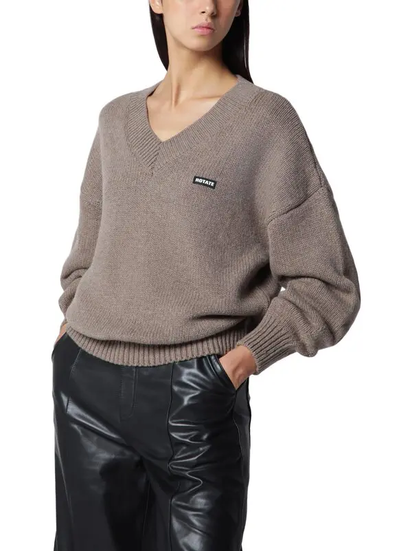 ROTATE BY BIRGER CHRISTENSEN Wool And Cashmere V-neck Sweater - Gray