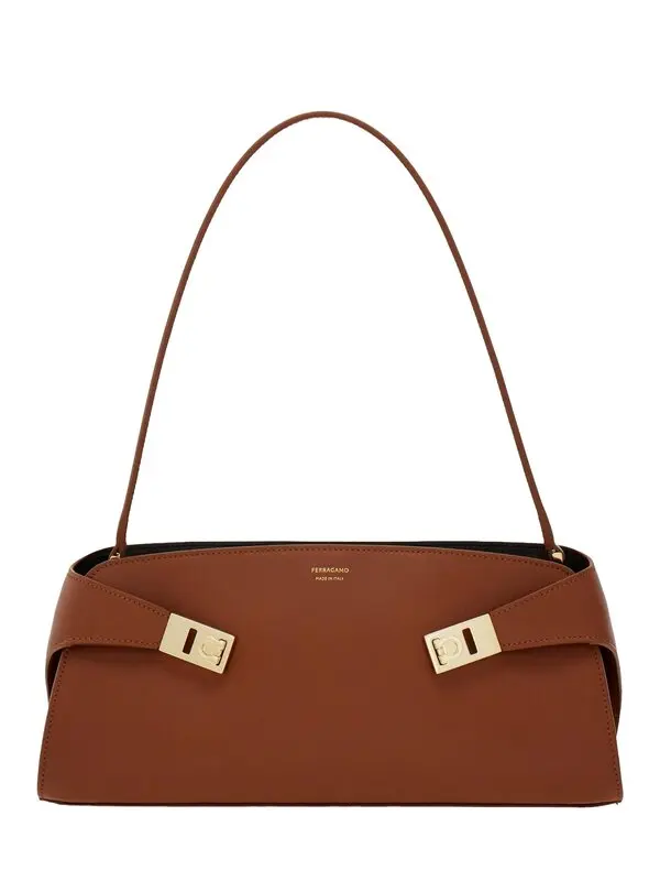 FERRAGAMO East-west Leather Shoulder Bag With Gancini Buckle Detail - Multicolor
