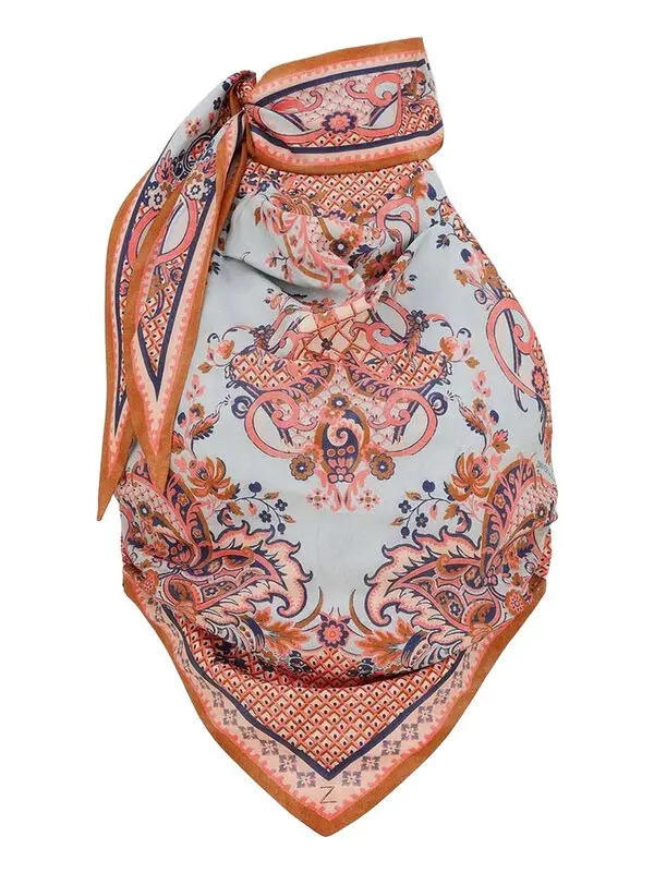 Zimmermann Aster Silk Halter Neck Crop Top - Multicolor