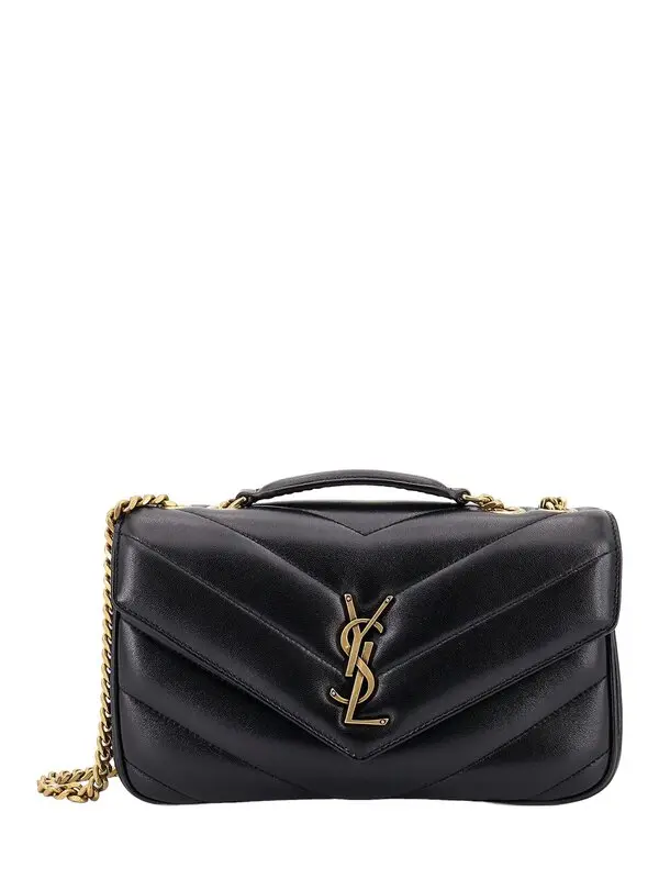 Saint Laurent Loulou Leather Shoulder Bag With Metal Cassandre Logo - Multicolor