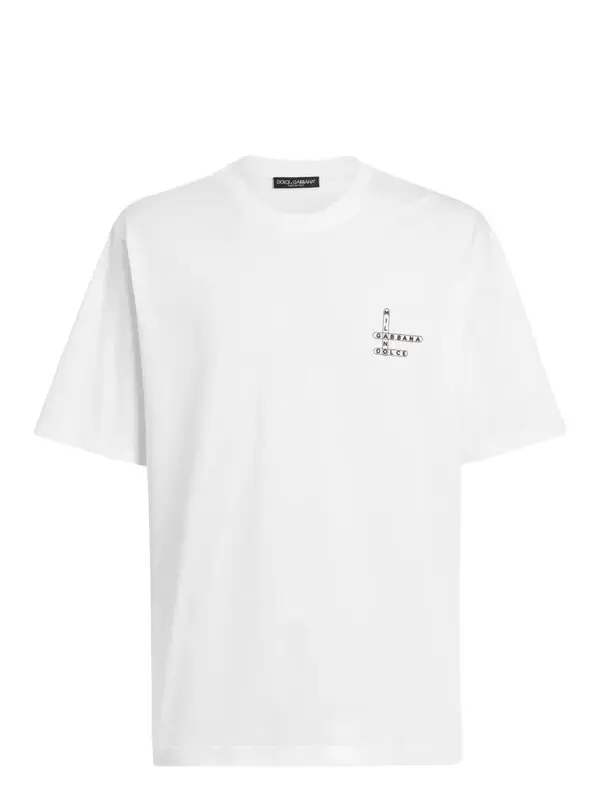 Dolce & Gabbana Cotton T-shirt With Crossword Print - White