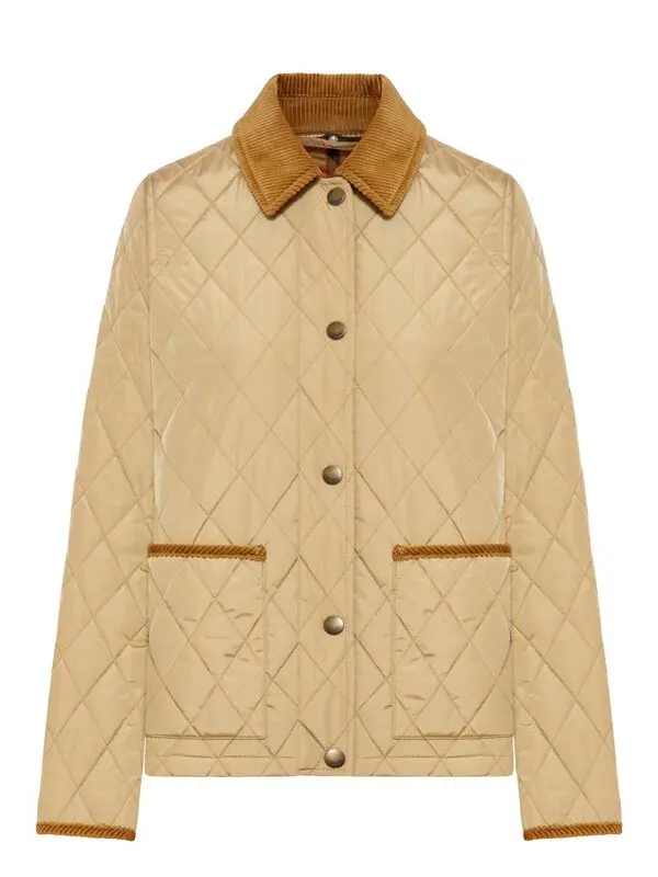 Burberry Quilted Nylon Jacket With Corduroy Collar - Multicolor