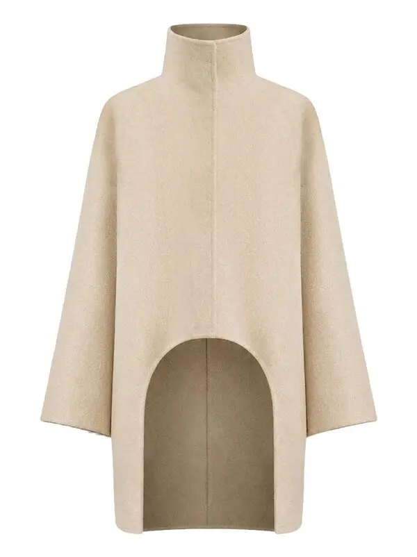 Alaïa Asymmetrical Cashmere Coat - Cream