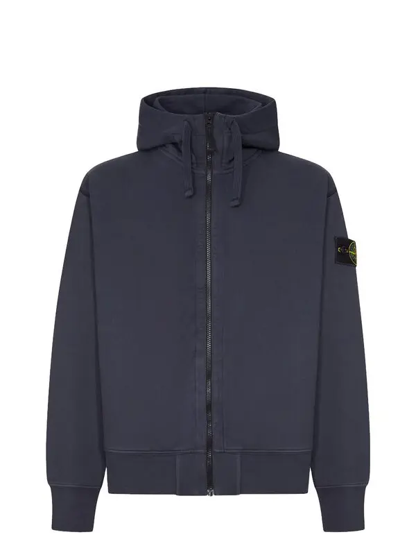 Stone Island Cotton Jersey Zip-up Hoodie - Blue