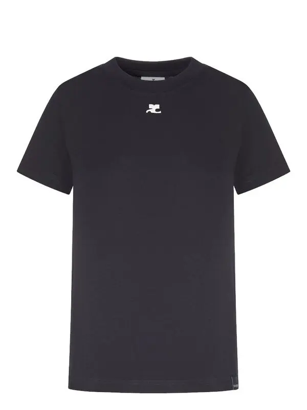 COURREGES Ac Logo Embroidered Short-sleeved T-shirt - Black