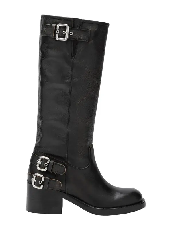 Chloé Dakota Knee-high Biker Boots In Leather - Black