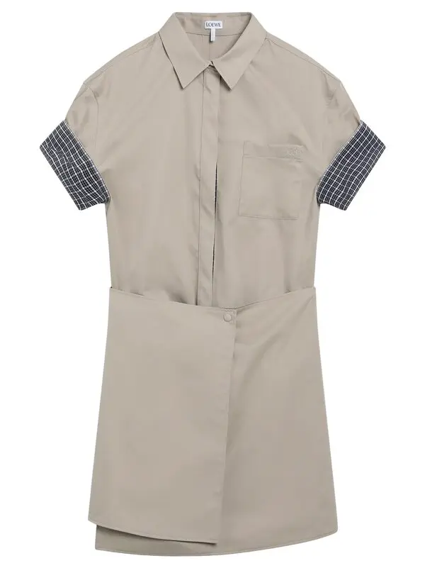 Loewe Short Cotton And Silk Gabardine Wrap Dress - Cream