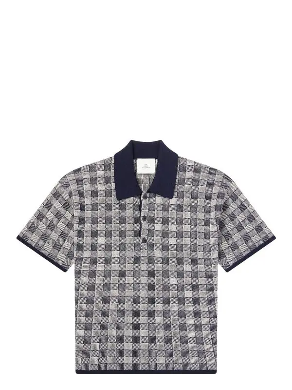 THE ELDER STATESMAN Checked Cashmere Polo Shirt - Blue