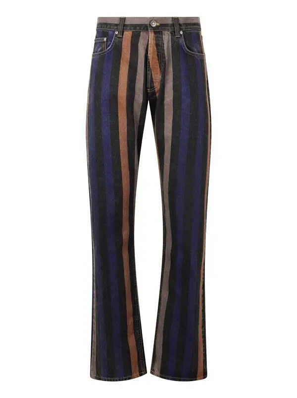 Versace Straight-leg Striped Jeans - Navy