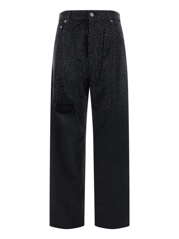 GOLDEN GOOSE Kim Pants With All-over Shiny Moniline Details And Cut-out Detail - Black