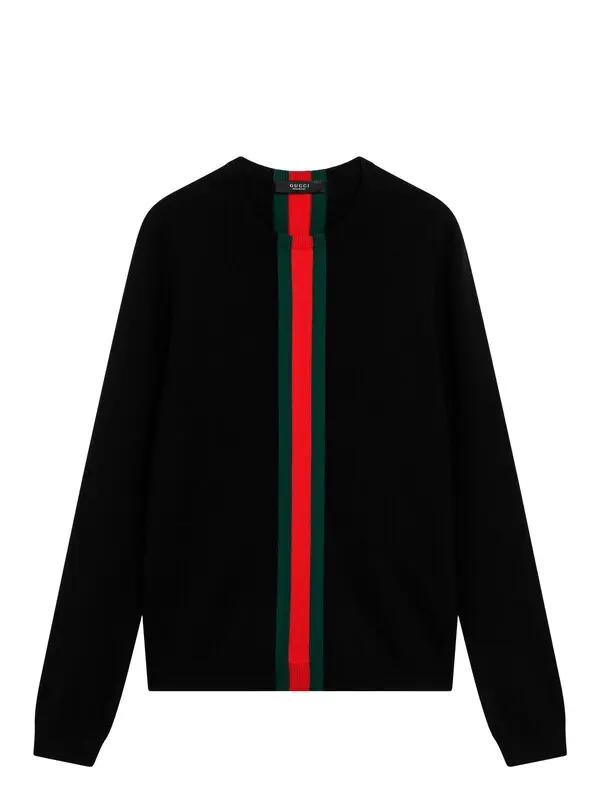 Gucci Cashmere Sweater With Web Motif - Black