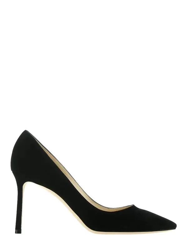 JIMMY CHOO Suede Pointed Toe High Heel Pumps - Black