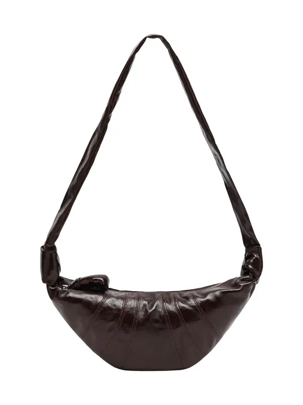 LEMAIRE Small Croissant Bag In Coated Cotton - Brown