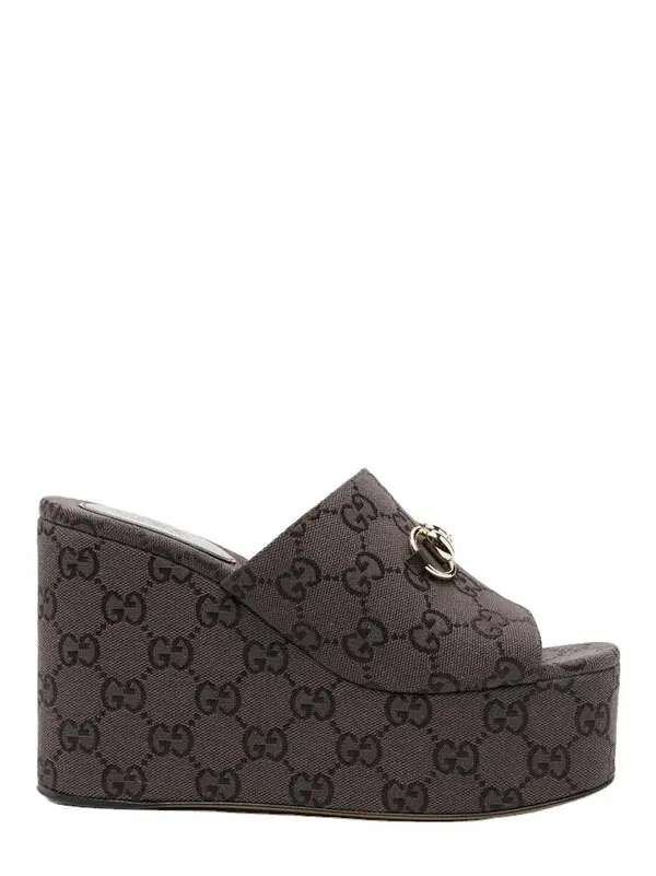 Gucci Gg Motif Wedge Heel Shoes - Brown