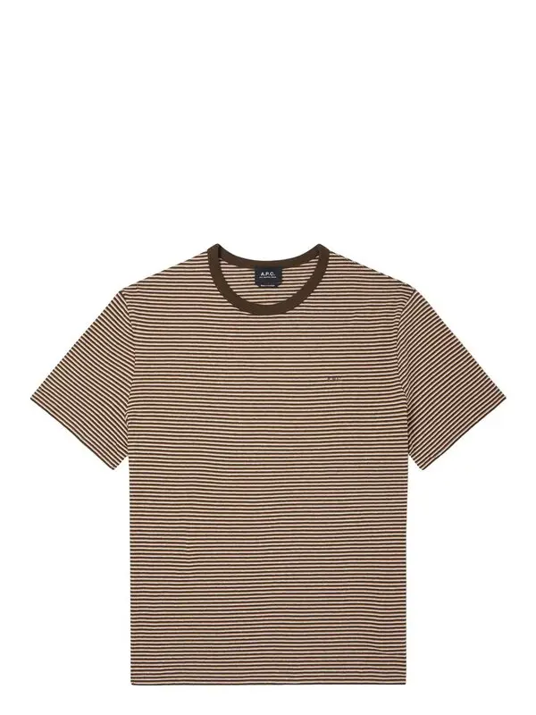 A.p.c. Josh Striped Cotton-jersey T-shirt - Brown