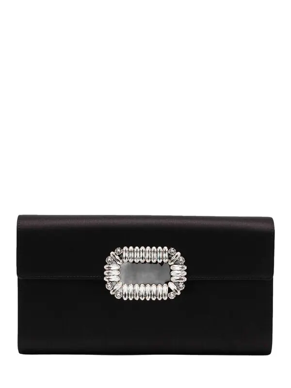 ROGER VIVIER Satin Pochette With Embellished Buckle - Black