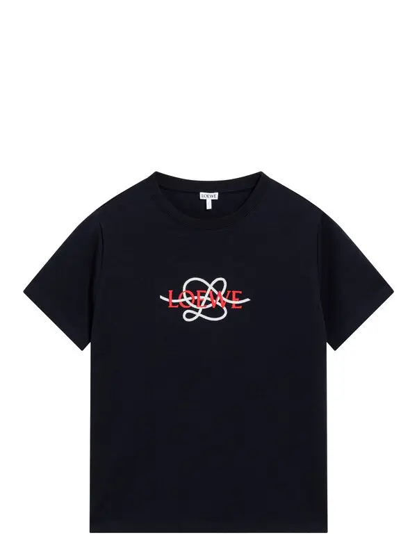 Loewe Cotton T-shirt With Logo Embroidery - Blue
