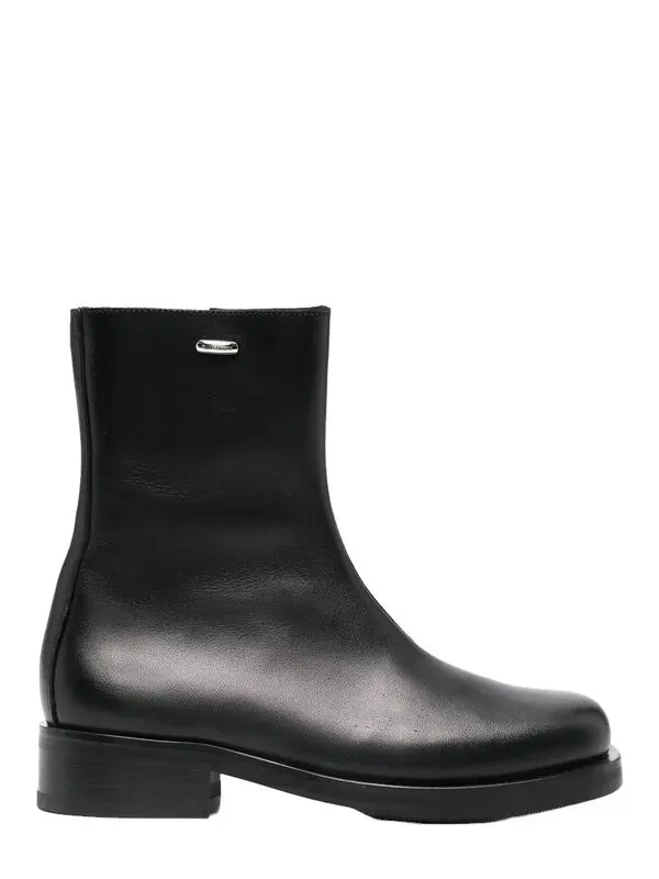 Our Legacy Calf Leather Square Toe Zip Up Boots - Black