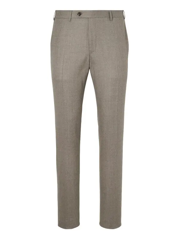Canali Slim-fit Wool Flannel Trousers - Gray