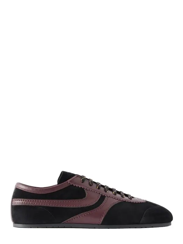 Dries Van Noten Leather-trimmed Suede Sneakers - Black
