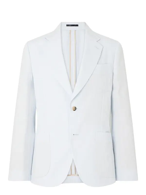 Paul Smith Single-breasted Linen Suit Jacket - Blue