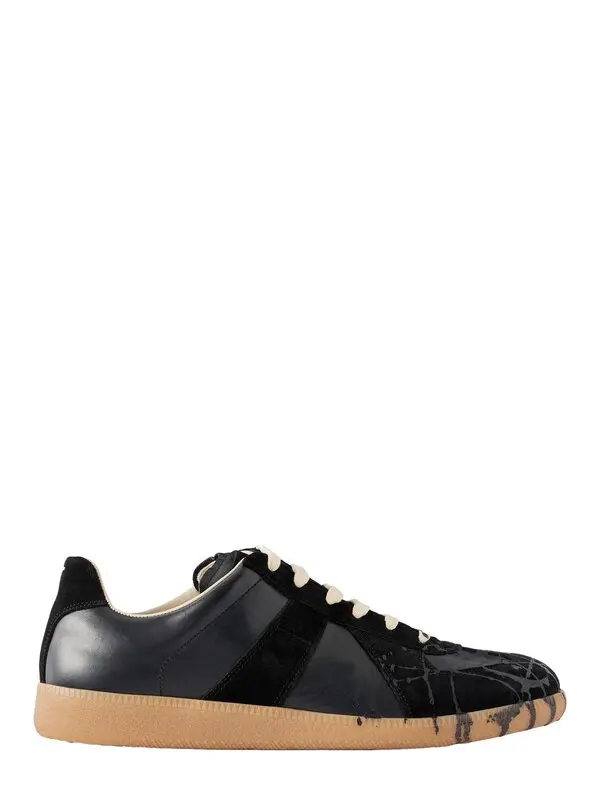 MAISON MARGIELA Replica Paint-splattered Leather Sneakers - Black