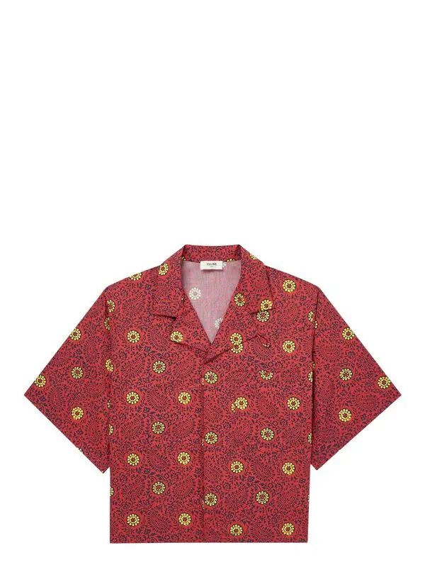 Celine Camp-collar Printed Cotton-taffeta Shirt - Red