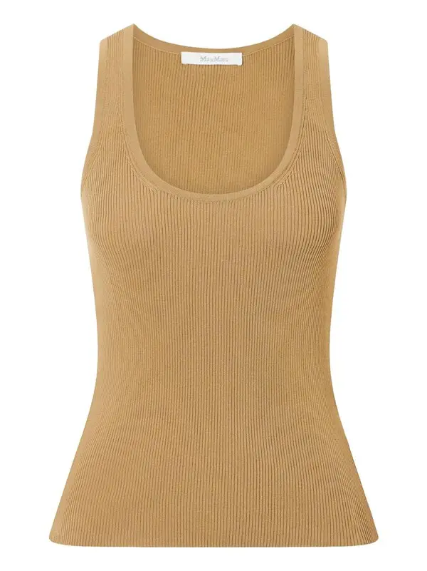 Max Mara Ribbed Knit Scoop Neck Tank - Green