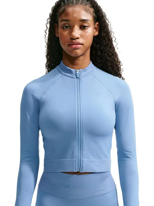 Nike Pro Seamless Full-zip Training Top - Blue
