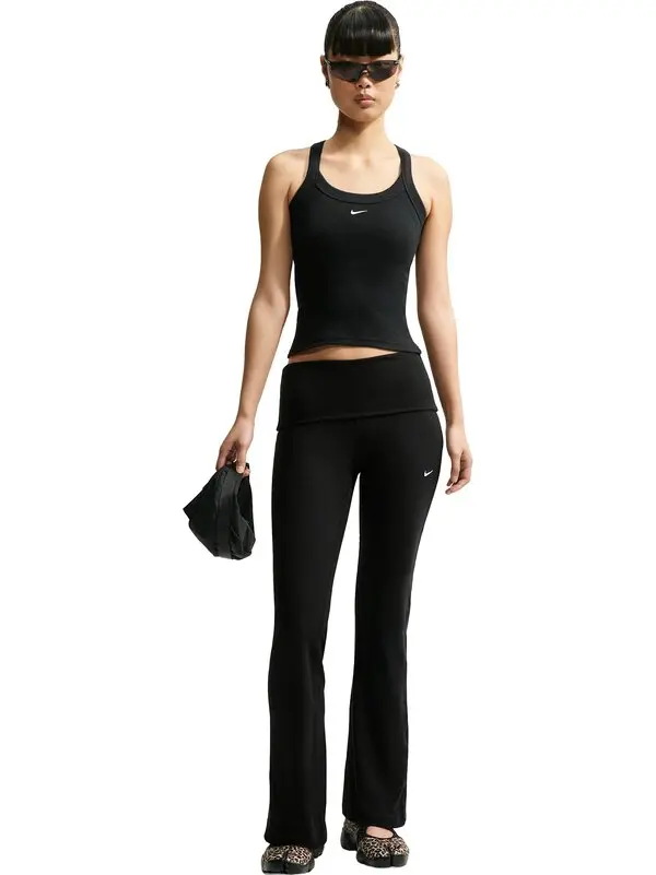 Nike Chill Knit Mid-rise Tight Ribbed Pants - Black