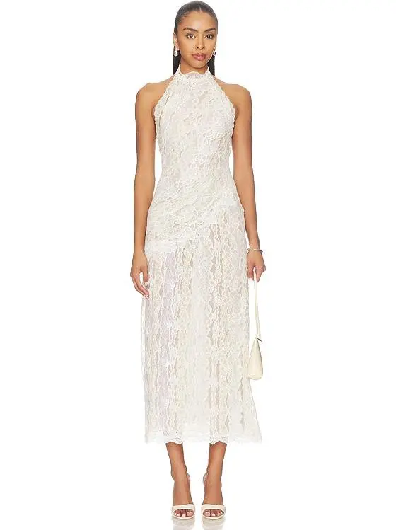 VAILLANT Carla Lace Halterneck Dress - White