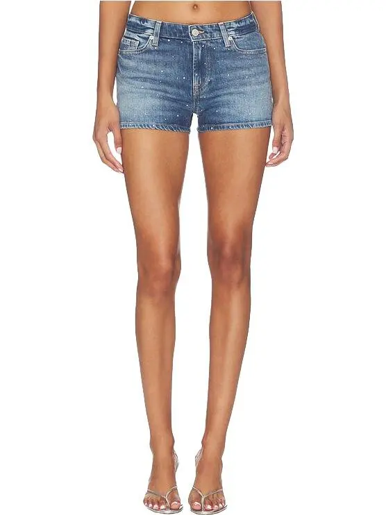 7 For All Mankind Embellished Denim Shorts - Blue