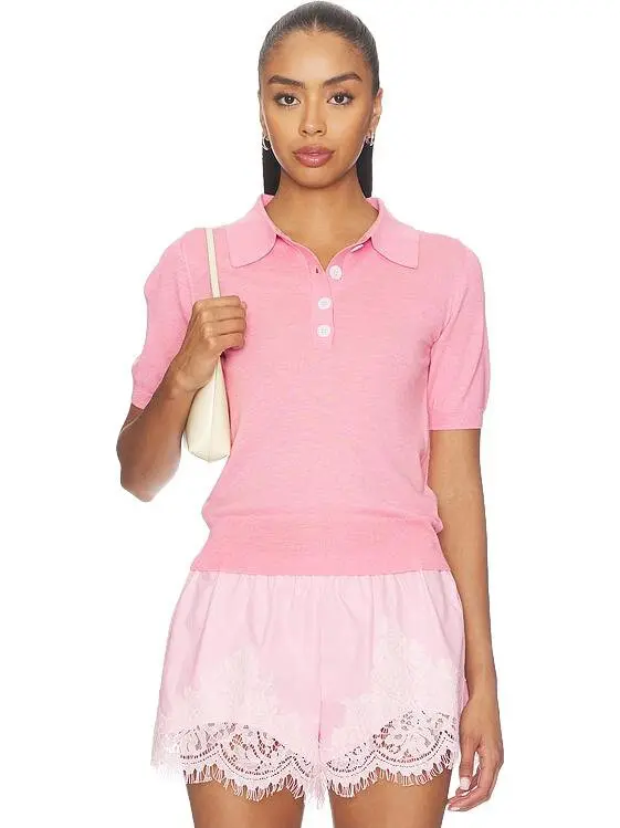 MAUDE CLUB Darcy Polo Top - Pink