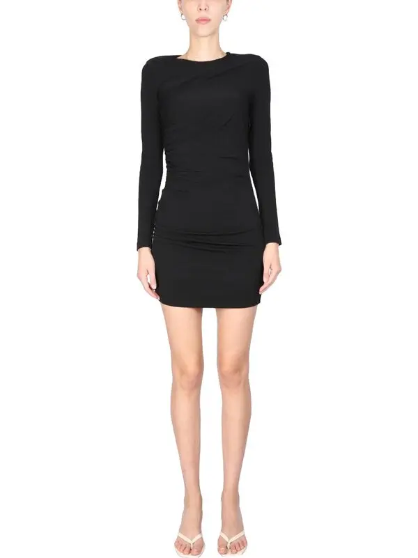 Dsquared2 Ruched Dress With Asymmetrical Neckline - Black