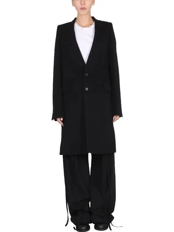 ANN DEMEULEMEESTER Celine Wool Coat With Front Button Closure - Black