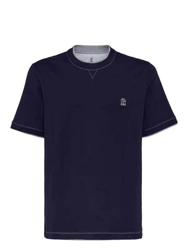 Brunello Cucinelli Logo Cotton T-shirt - Multicolor