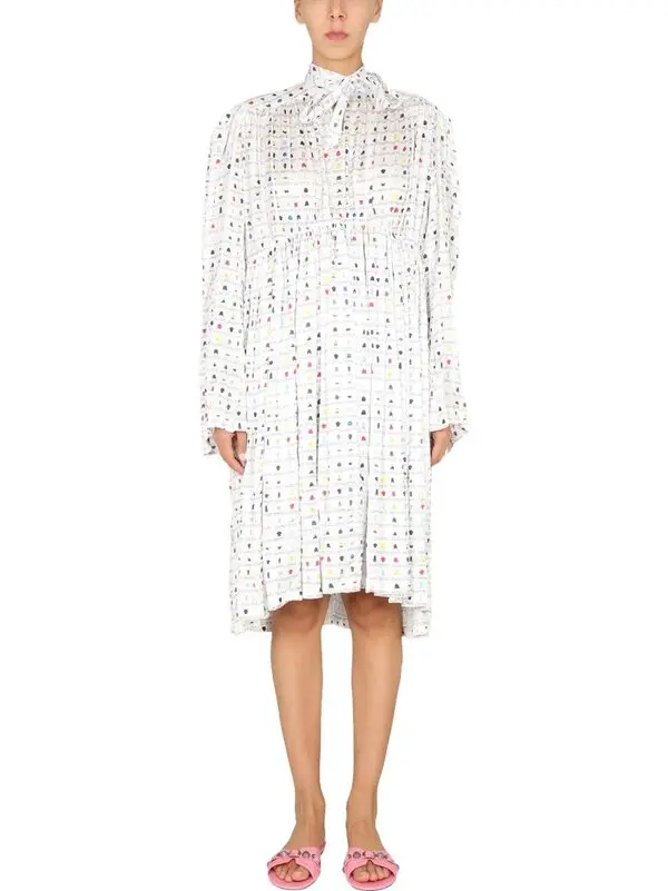 Balenciaga Paper Crush Floral Dress - White