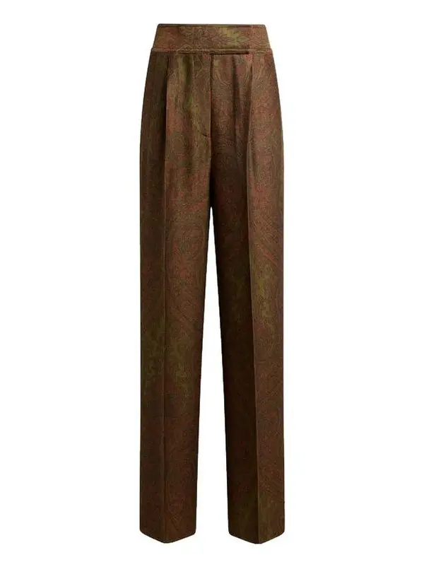 Etro Tailored Paisley Jacquard Trousers - Brown